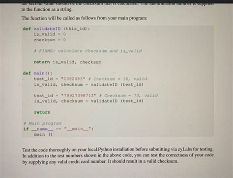Solved Implement The Following Checksum Formula To Validate Chegg