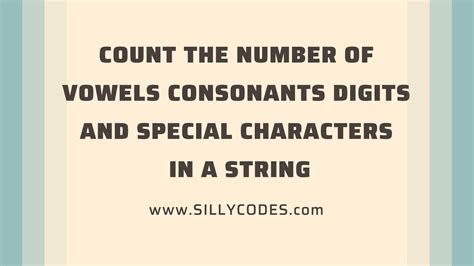 Count The Number Of Vowels Consonants Digits And Special Characters