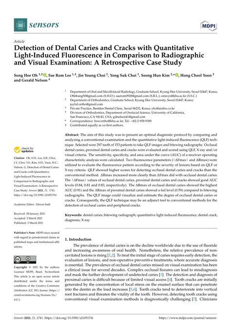 Pdf Detection Of Dental Caries And Cracks With Quantitative Light Induced Fluorescence In