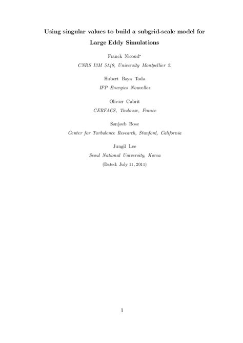 Pdf Using Singular Values To Build A Subgrid Scale Model For Large