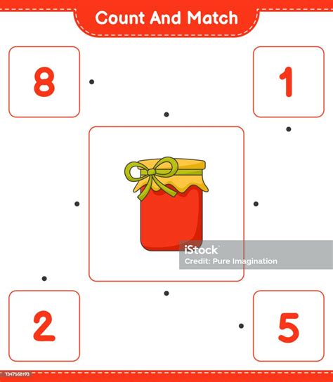 계산 및 일치 잼의 수를 계산하고 올바른 숫자와 일치합니다 교육 어린이 게임 인쇄 워크 시트 벡터 일러스트레이션 0명에 대한 스톡 벡터 아트 및 기타 이미지 Istock