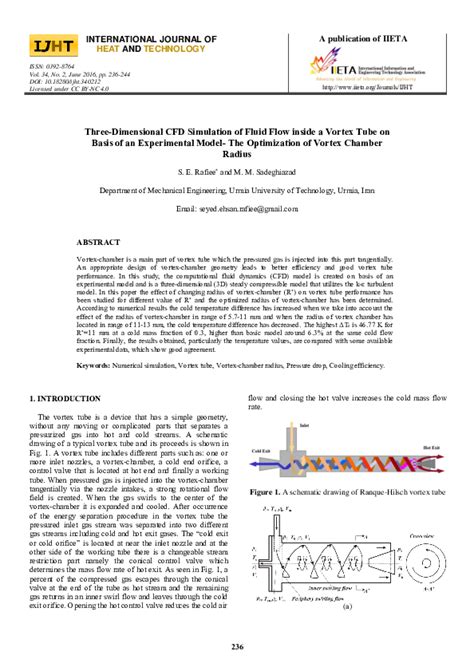 Pdf Three Dimensional Cfd Simulation Of Fluid Flow Inside A Vortex