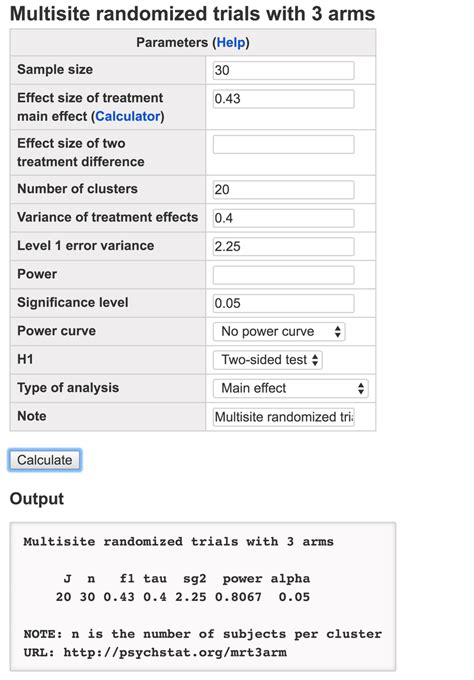 42 Input And Output For Calculating Power For Testing The Treatment