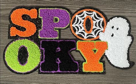 Spooky Halloween Iron On Patch Halloween Chenille Patch Treat Bag Halloween Iron On Patch Etsy