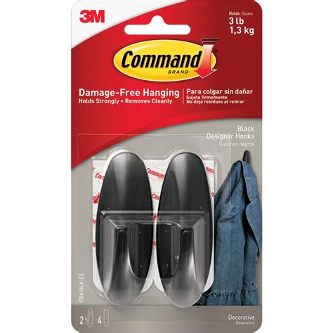 Command Medium Black Designer Hook 6 Piece Per Pack 17081blk Es The Command Medium Black Designer Hook 6 Piece Per Pack 17081blk Es The