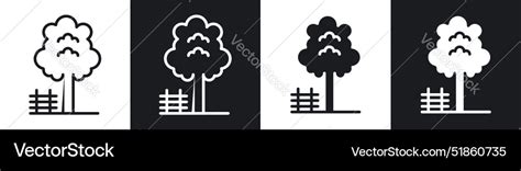 Tree Liner And Solid Icon Set In Black Color Vector Image