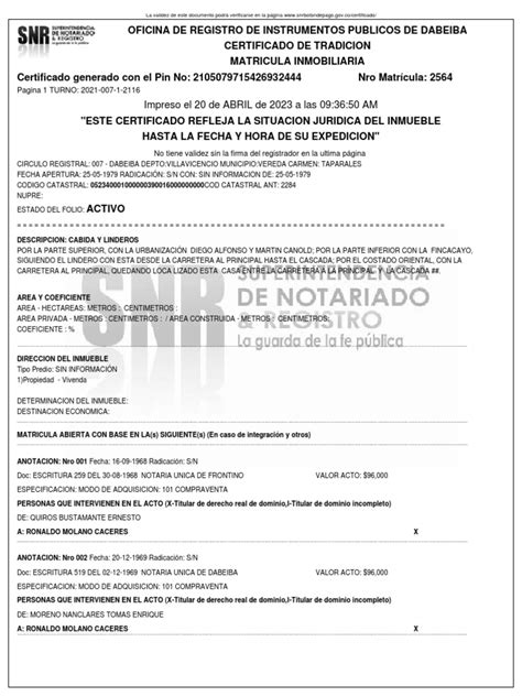 Certificado De Libertad Y Tradición Pdf Pdf