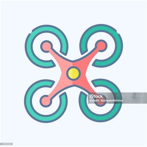 아이콘 쿼드콥터 드론 기호와 관련이 있습니다 낙서 스타일 심플한 디자인 편집 가능 간단한 그림 기계공에 대한 스톡 벡터 아트 및