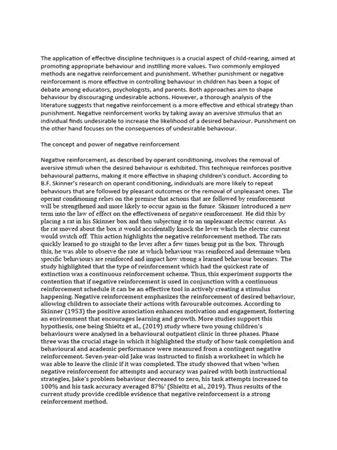 Psy Essay Negative Reinforcement Pdf Reinforcement Punishments