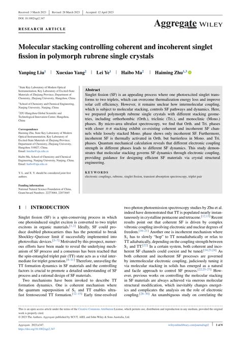 Pdf Molecular Stacking Controlling Coherent And Incoherent Singlet Fission In Polymorph