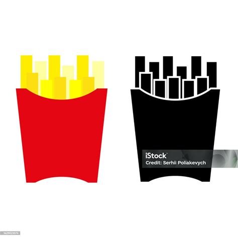 감자 튀김이 분리되었습니다 길거리 건강에 해로운 음식 패스트 푸드 만화 세트입니다 패키지 로고 디자인 요소 벡터 그림입니다 주당순이익 10 0명에 대한 스톡 벡터 아트 및