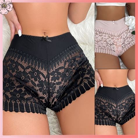 Vot ผู้หญิงกางเกง Hollow Boxer กางเกงขาสั้นเซ็กซี่ Breathable โปร่งใสชุดชั้นในชุดชั้นใน Shopee