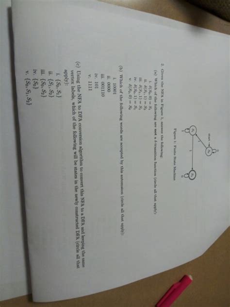 Solved Figure 1 Finite State Machine 2 Given The Nfa In