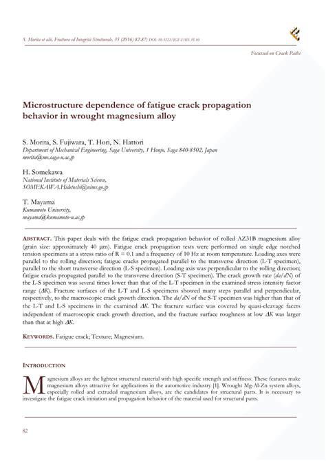 Pdf Microstructure Dependence Of Fatigue Crack Propagation Behavior In Wrought Magnesium Alloy