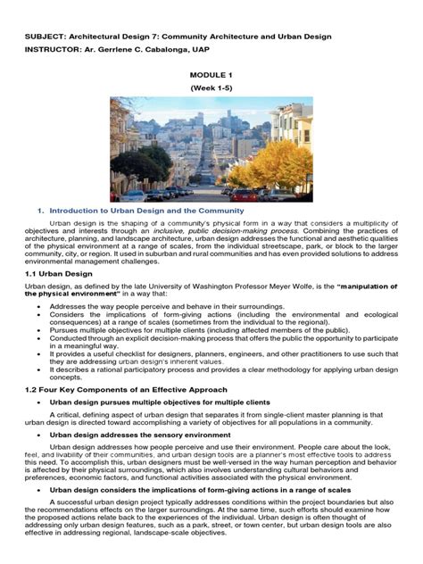 module 1 prelims pdf cost of living urban design