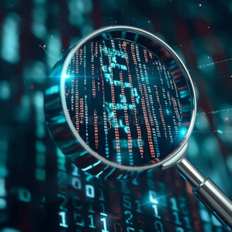 Binary Magnifying Glass Looks At Binary Code On Digital Screen