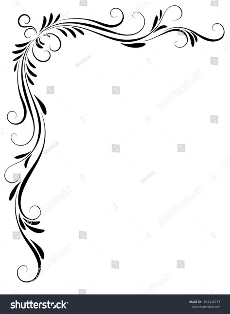 Decorative Floral Corner Ornament Angular Stencil Stock Vector Royalty