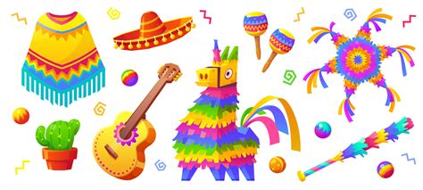 Dibujos Animados Conjunto De Mexicano Fiesta Accesorios 21449265 Vector