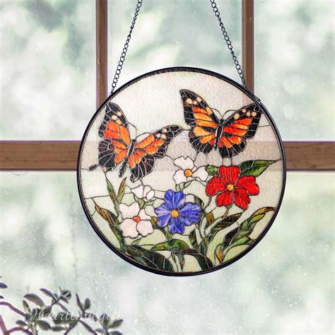 Monarch Butterfly Glass Suncatcher Butterfly Window Hanging Decor