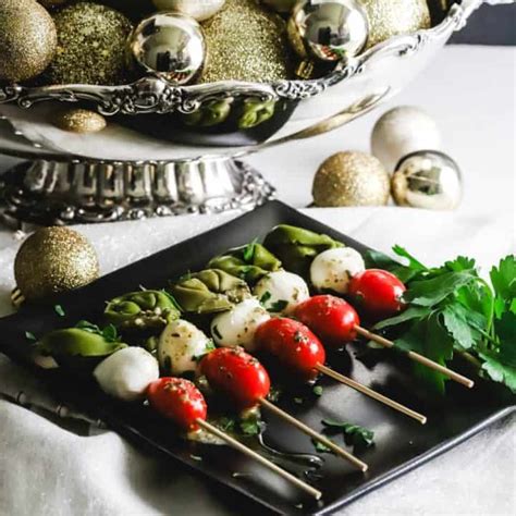 Easy Caprese Skewers With Pesto Dressing
