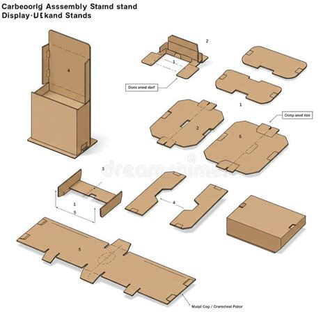 Cardboard Assembly Diagram For A Stand Display Showcasing Unfolded