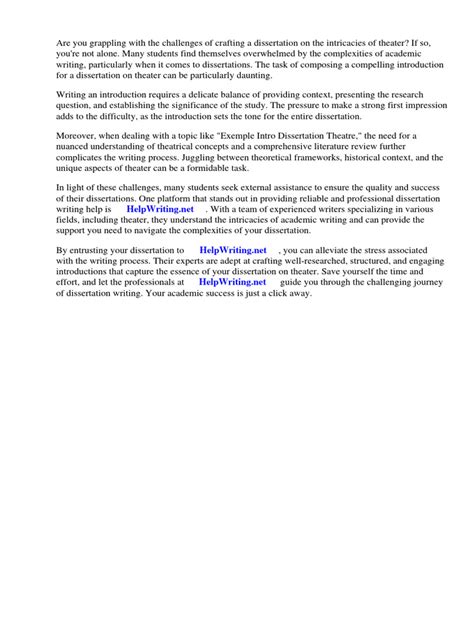 Exemple Intro Dissertation Theatre Pdf Refinancing Internet