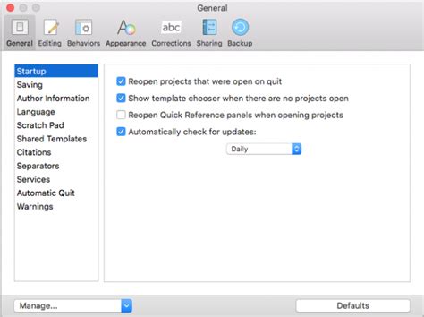Preferences Scrivener Classes