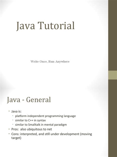 Java Tutorial Write Once Run Anywhere Pdf Method Computer