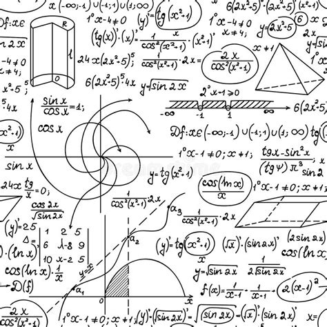 Math Educational Vector Seamless Pattern With Handwritten Formulas