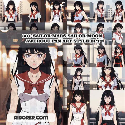 30 SAILOR MARS SAILOR MOON AWEROUU FAN ART STYLE EP1 Aidorer Digital Art Collection