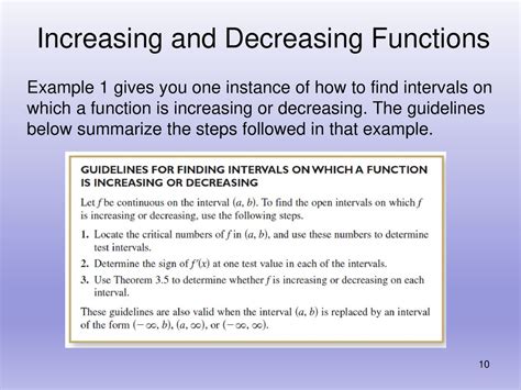 increasing and decreasing functions and the first derivative test ppt