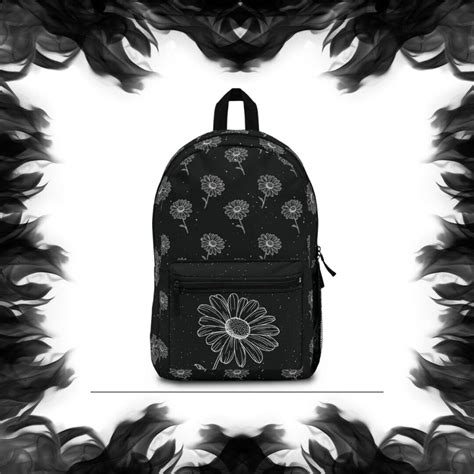Black Daisy Backpack Cute Daisy Bookbag Fun Daisy Bag Daisy Carryall Special Daisy T Idea