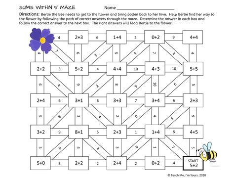 Free Printable Math Maze Worksheets