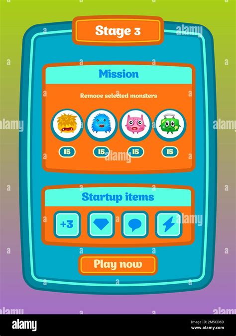 Game Ui Level Setup Screen Vector Eps 10 Stock Vector Image And Art Alamy