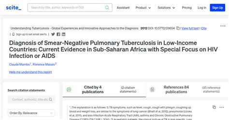 Diagnosis Of Smear Negative Pulmonary Tuberculosis In Low Income Countries Current Evidence In