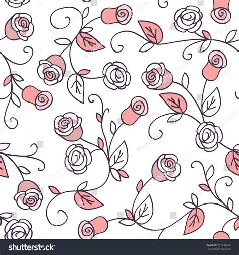 Seamless Texture Curling Flowers Vector Stock Vector Royalty Free 217242628 Shutterstock