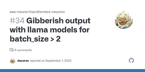 gibberish output with llama models for batch size 2 · issue 34 · aws