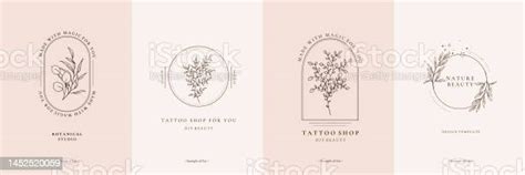 미니멀리스트 꽃 라인 아트 세트는 로고 템플릿을 남깁니다 식물 윤곽선 손으로 그린 가지 나뭇 가지 모노그램 디자인 웨딩 연필 스케치 우아한 식물 로고 녹지 벡터 일러스트