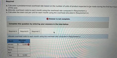 Solved A Calculate A Predetermined Overhead Rate Based On Chegg