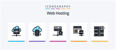 Web Hosting Line Filled 5 Icon Pack Including Shared Server Web Database Server Server
