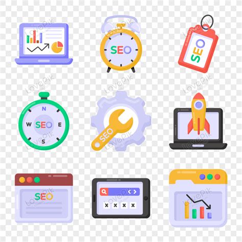 Seo 네트워크 플랫 아이콘 벡터의 집합입니다 Png 일러스트 무료 다운로드 Lovepik