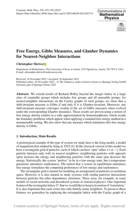 free energy gibbs measures and glauber dynamics for nearest neighbor