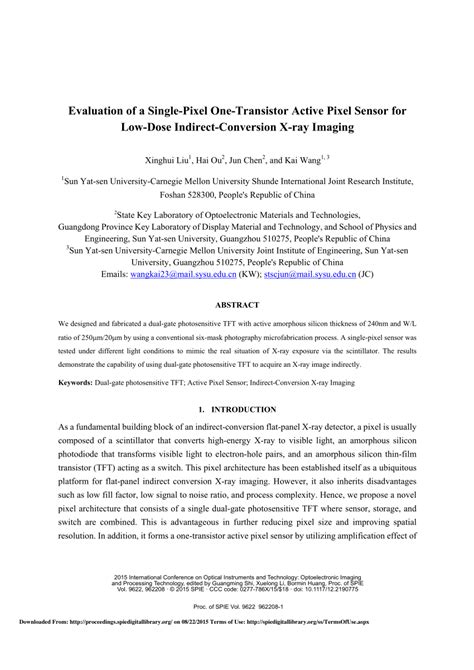 pdf evaluation of a single pixel one transistor active pixel sensor