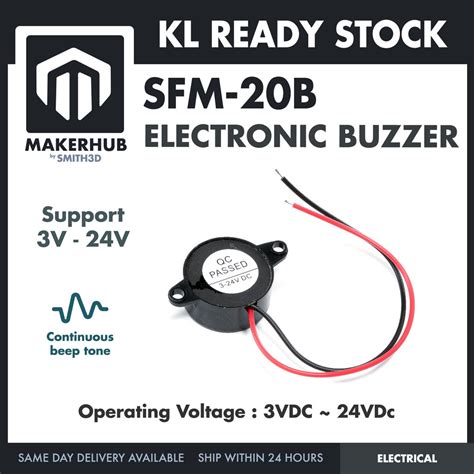 SFM-20B Active Buzzer DC 3-24V Piezoelectric Long Continous Beep ...