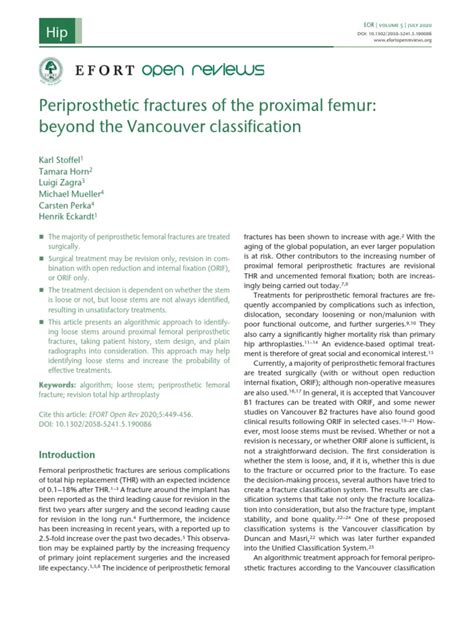 Periprosthetic Fractures Of The Proximal Femur Beyond The Vancouver Classification Pdf