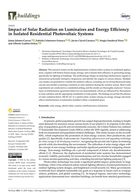 Pdf Impact Of Solar Radiation On Luminaires And Energy Efficiency In Isolated Residential