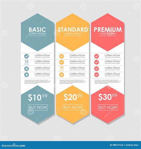 Set Offer Tariffs Ui Ux Vector Banner For Web App Set Pricing Table Order Box Button List