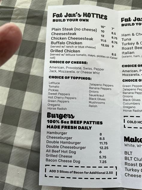 Menu At Fat Jaxs On Wheels Restaurant Palm Harbor
