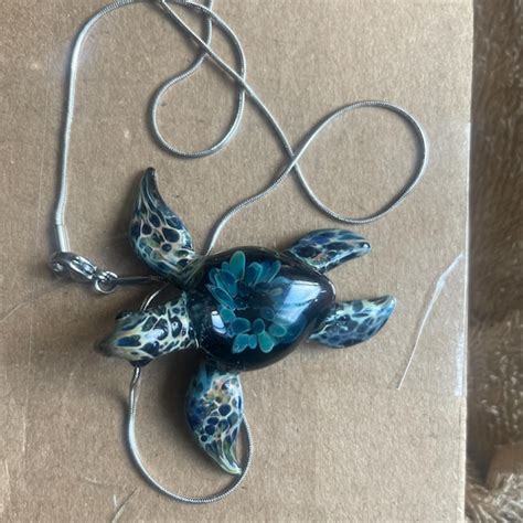 Glass Turtle Shell Sea Turtle Sea Shell Blown Glass Turtle Sculpture