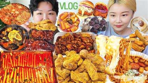 먹방 브이로그 뿌링클 돼지게티 꿀조합 뭔데🐷지코바치킨 짱군떡볶이 해장파스타 의정부부대찌개 Bd버거 쉬림프버거 코스트코 폭립 밤티라미슈 피클만들기 순대 Mukbang